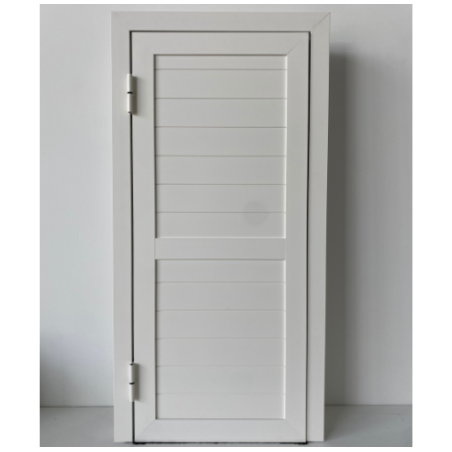 Volet battant 1 vantail en aluminium persienné monté sur cadre